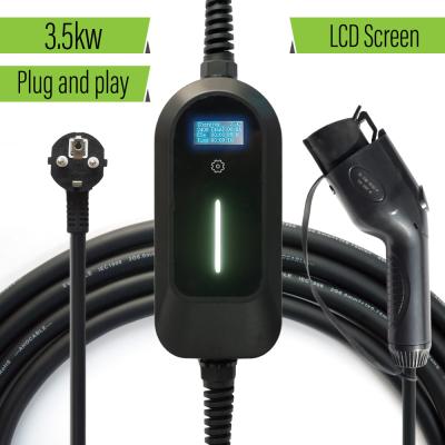 中国 EVCOMEの携帯用電気自動車の充電器（220V 3.5KW MAX 16A Ajutable） OEM ODMが付いている5Mまたはカスタマイズされたケーブル 販売のため