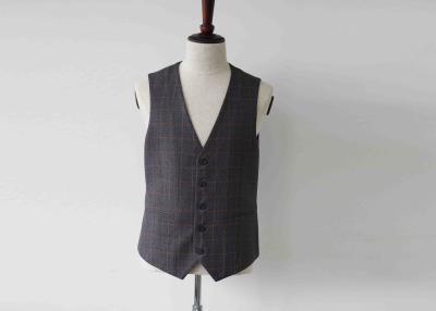 Cina Mestiere molle di lana pettinata del tessuto di miscela del poliestere del vestito grigio scuro del plaid di griglia degli uomini arancio del controllo in vendita