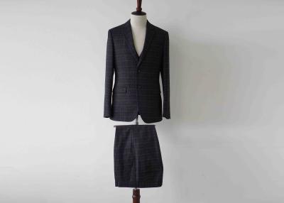 Cina Vestito del plaid degli uomini di affari, plaid dei blu navy pantaloni di Waitscoat del rivestimento del vestito di 3 pezzi in vendita