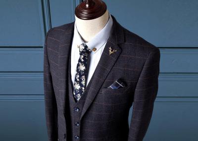 Cina I vestiti del controllo degli uomini dei blu navy/vestito del tweed le tasche piane di 3 pezzi Zipper la chiusura della mutanda della mosca in vendita