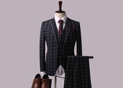Cina Vestito del plaid di tre uomini dei pezzi, stile a quadretti scuro dei signori del vestito di griglia del poliestere in vendita