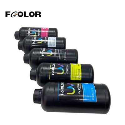 China FCOLOR UV DTF Heat Transfer Ink LED UV Curable Ink for Label Sticker Dtf Printer on Customized Corporate logo Labels or Gifts for sale