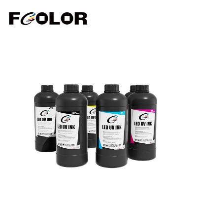 China FCOLOR Bright Color Imported Xp600 Soft UV Curable Ink for Epson Xp600 UV Printer for sale