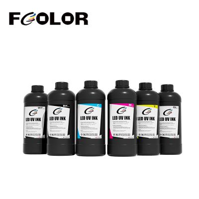 China Fcolor UV LED Flatbed Curing Printer Ink for Fake Leather Printing for Mimaki UJF 3042 Led Uv Ink for sale