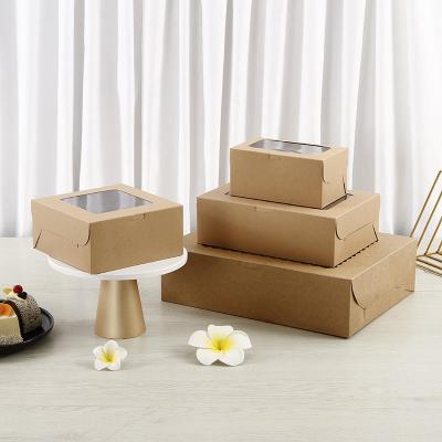 China Wholesale Printed Kraft Paper Boites Cupcake Envases Packaging Cake Boxes With Clear Window for sale