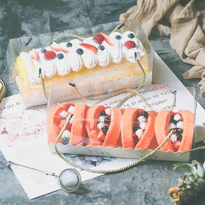 China Wholesale Handle Clear Plastic Transparent Bakery Swiss Roll Cake Packaging Boxes for sale