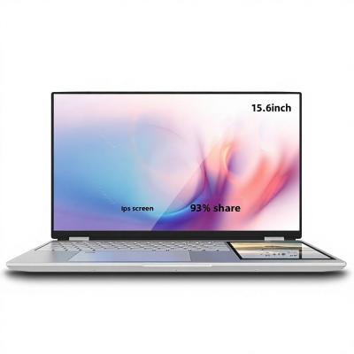 China Intel Celeron Quad Core Laptop 15.6-inch IPS Dual Screen Notebook  DDR4 RAM SSD Storage  English Keyboard Magnetic Camera for sale