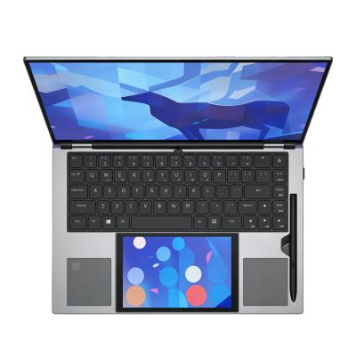 China New 15.6 Inch 7 Inch Dual Screen Business Laptop Intel N150 Facial Recognition Support 180 Degree Flip Dual Band WiFi Camera US for sale