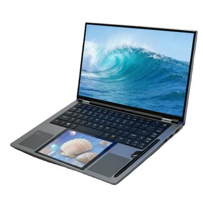 China New OEM Customizable 15.6Inch 7Inch Dual Screen Business Laptop Intel N150 Facial Recognition 180 Flip Dual Band WiFi Windows 11 for sale