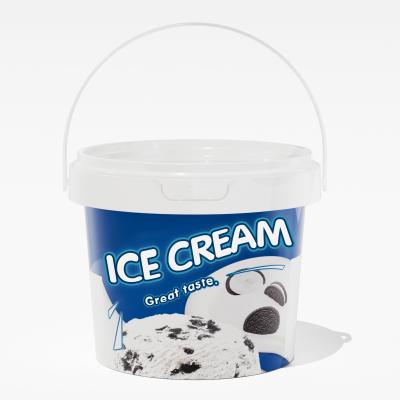 China Customized Logo Milk Container for Food Sauces and Ice Cream in Plastic Bucket for sale