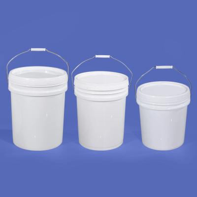 China 5 Gallon Plastic White Paint Bucket With Lids Handle Transparent 20 Liter Pail Barrel for sale