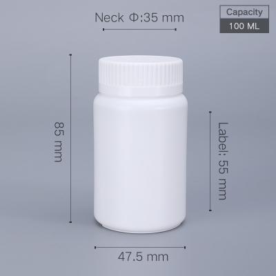 Cina Tappo a vite di plastica 100 ml Bottiglia per pillole Capsula Compressa Immagazzinamento UMETASS Materiale HDPE in vendita