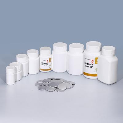China 50ml Small Customized White Aluminum Foil Seal Cap Pill Bottle for Capsules Packaging for sale