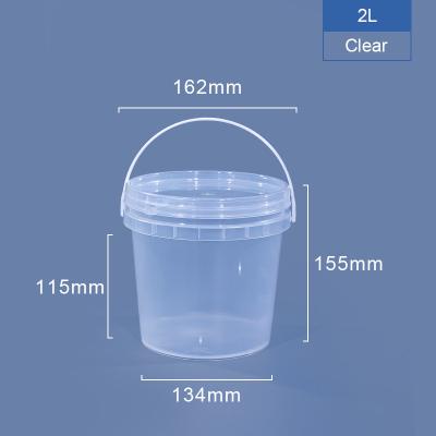 China Customized Logo 2L Food Grade Clear Plastic Bucket for B2B Distribution Cente for sale