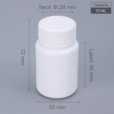 Cina 70 ml Bottiglia di compresse di plastica medica vuota con coperchio per reagente biochimico in vendita