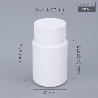 Cina Contenitore di bottiglia di pillole di plastica vuota da 50cc Bottiglia di medicina vuota per capsule chimiche in vendita