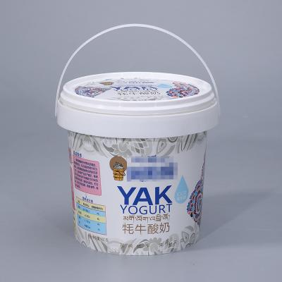 Cina Logo stampato IML personalizzato 1L secchio di plastica rotonda per yogurt, cioccolato e salse in vendita