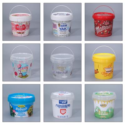 Cina Logo stampato IML personalizzato 1L secchio di plastica rotonda per yogurt, cioccolato e salse in vendita