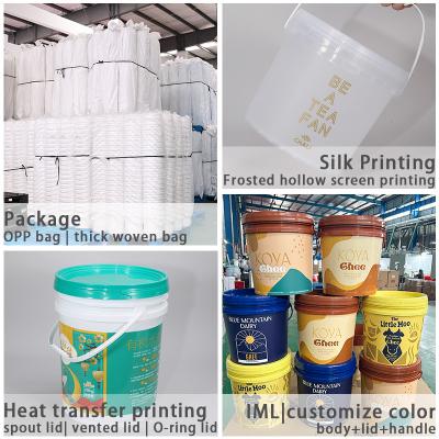 China Round 5 Gallon Plastic Pail Paint Buckets With Lids Handle Water Barrel Plastic for Paint for sale
