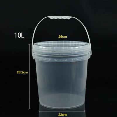 China 10L Capacity Clear Plastic Pail Bucket Barrels with Lid Convenient and Versatile for sale