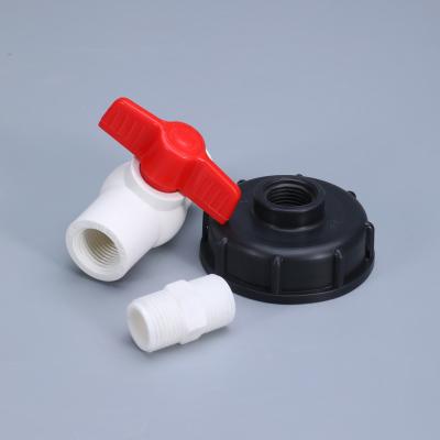China IBC Connector Fitting Valve S60*6 1/2" 3/4" 1" Plastic Tap Outlet Faucet for Coupling for sale