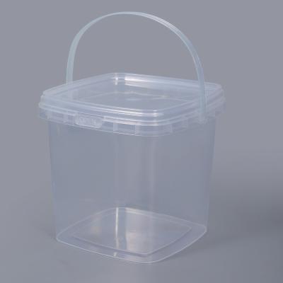 중국 투명한 미니 식품 버킷 PP 물질 우유 저장용 280ml 정사각형 플라스틱 버킷 판매용