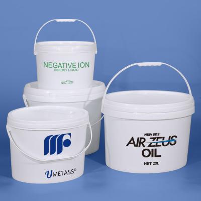 中国 6L 16L 20L プラスチック 円形 塗料 ボケット ボケット ハンドル付き OEM ロゴ 印刷 色 販売のため