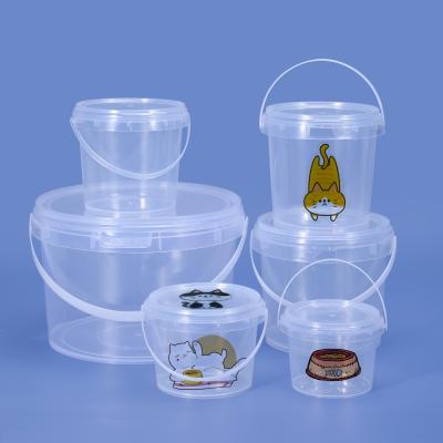 China 2L Heat Transfer Print Plastic White Home Beer Water Bucket with Lids Handle Honey for sale