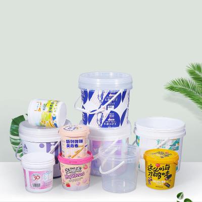 China 2L Heat Transfer Print Plastic White Home Beer Water Bucket with Lids Handle Honey for sale