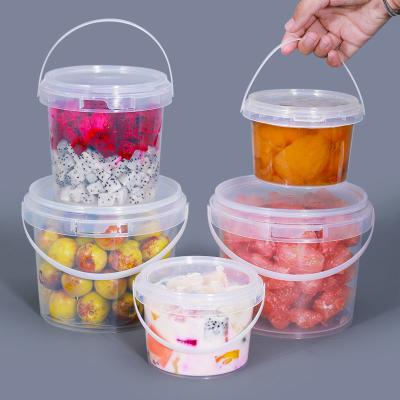 China 2L Heat Transfer Print Plastic White Home Beer Water Bucket with Lids Handle Honey for sale