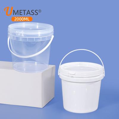 China 2L Plastic Pail Round Bucket Container for Paint Biscuit and Mouthwatering Treats for sale
