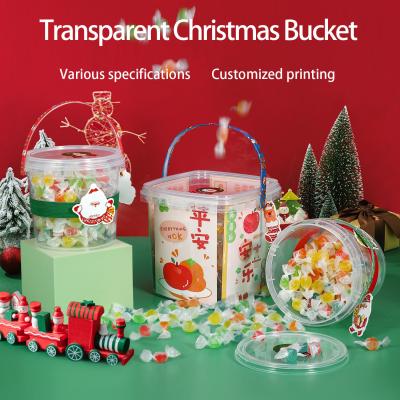 Cina 1L spessi secchi di plastica decorativa rotonda con manico per Natale regalo confezione giocattolo in vendita