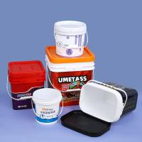 China Bulk Square Two Gallon Plastic Buckets With Screw Lids Engine Oil Storage Customized for sale
