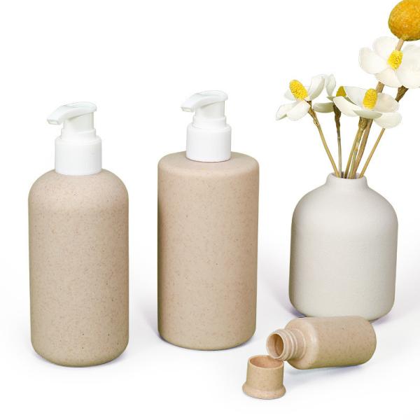 Quality Biodegradable Wheat Straw Plastic Hotel Shampoo Bottles With Pump Dispenser for sale