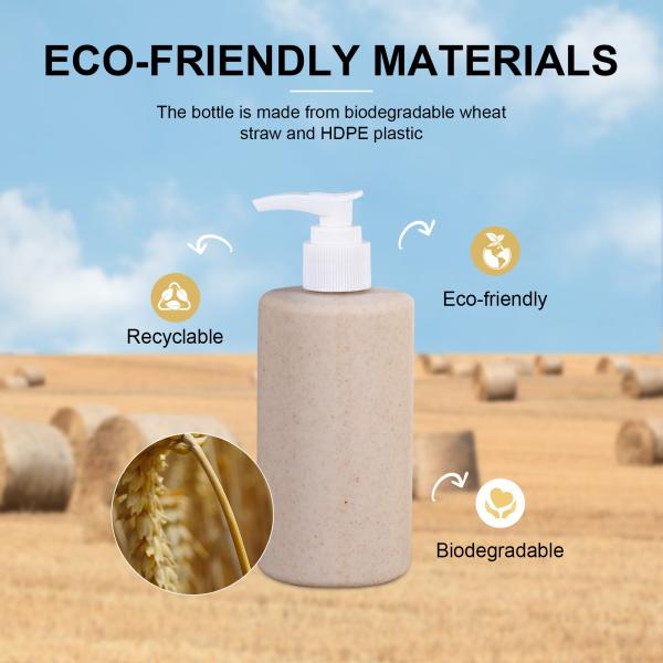 Quality OEM ODM Wheat Straw Biodegradable Plastic Bottle For Hotel Amenities Home Bath for sale