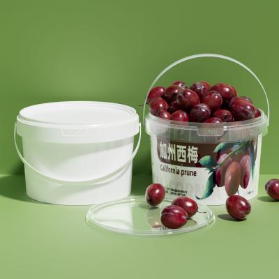 China Plastic Food Storage Buckets With Lids 300ml 500ml 1L 2L Food Grade Transparent Bucket For Fruit for sale