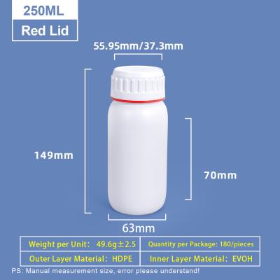China Custom 250ml White Plastic Coex Bottle with Red Green Colored Ring Around Cap for sale