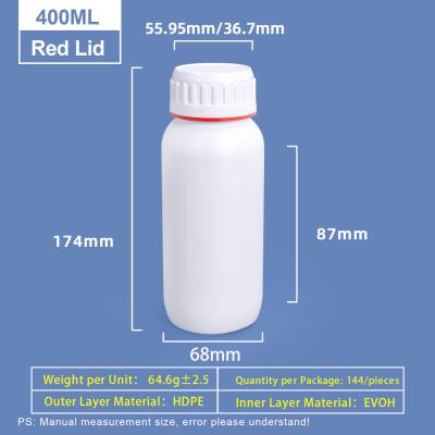 China Custom 400ml White Plastic Coex Bottle with Red Green Colored Ring Around Cap for sale