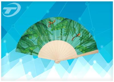 Cina ventagli pieganti promozionali di 23cm con le costole e tessuto o copertina di carta di legno naturale in vendita