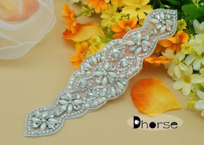 China Zilver Geparelde Parel en Bergkristal Geparelde Applique voor Bruids Sjerp Te koop
