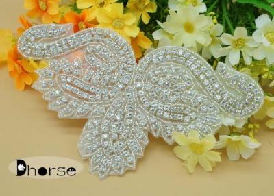 China Met de hand gemaakt Zilveren Diamant Gepareld Bergkristal Applique voor Bruidssluier Te koop