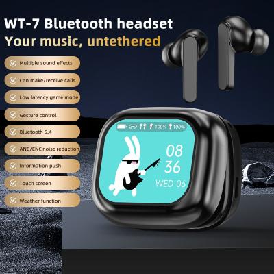 China New Full In Touch Screen Headphone ANC WT-7 Bluetooth5.4 Wireless InEar ENC Earbuds With Mic for sale