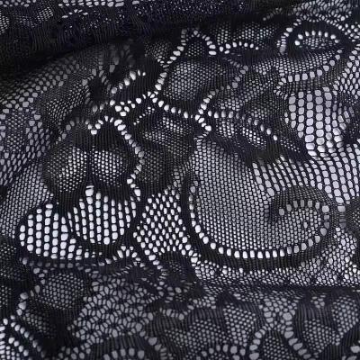 China Lace Embroidery Fabric Black Polyester Waterproof Hollow Out Tricot for Ladies for Dresses and Girls for sale
