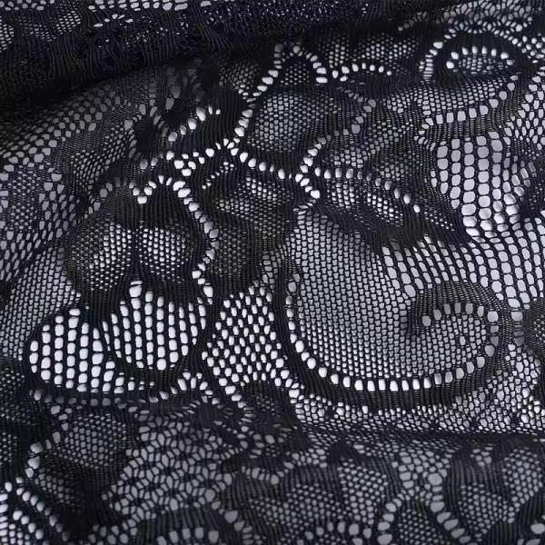 Quality Lace Embroidery Fabric Black Polyester Waterproof Hollow Out Tricot for Ladies for Dresses and Girls for sale