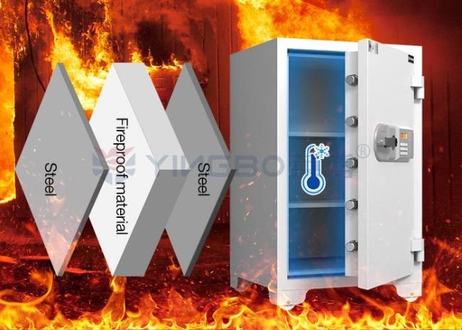 Close-up of fireproof safe box construction layers