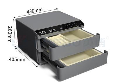 China Safety Leather-Covered Jewelry Safe Box Auto Open Double Layers for sale