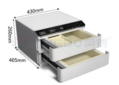 China Home Fingerprint Lock Leather-Covered Jewelry Safe Box Solid Steel Auto Open for sale