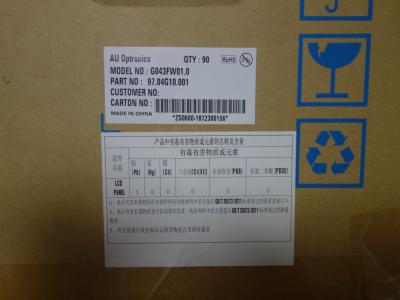 Cina Luminosità diagonale del ² dell'esposizione G043FW01 V0 450cd/m di TFT LCD di Un-si del pannello LCD a 4,3 pollici di AUO in vendita