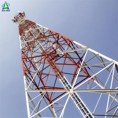 China Vervaardiger 4-benige stalen pylon 5 km Wifi zender en ontvanger hoekige rooster microwave draadloze ondersteuning radio toren Te koop