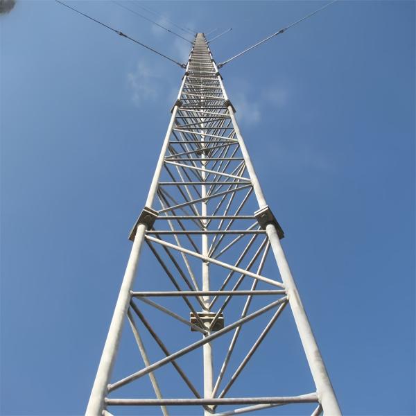 Quality 3 Legged Tubular Steel Microwave Guyed Communication Tower 20 - 70Meter for sale